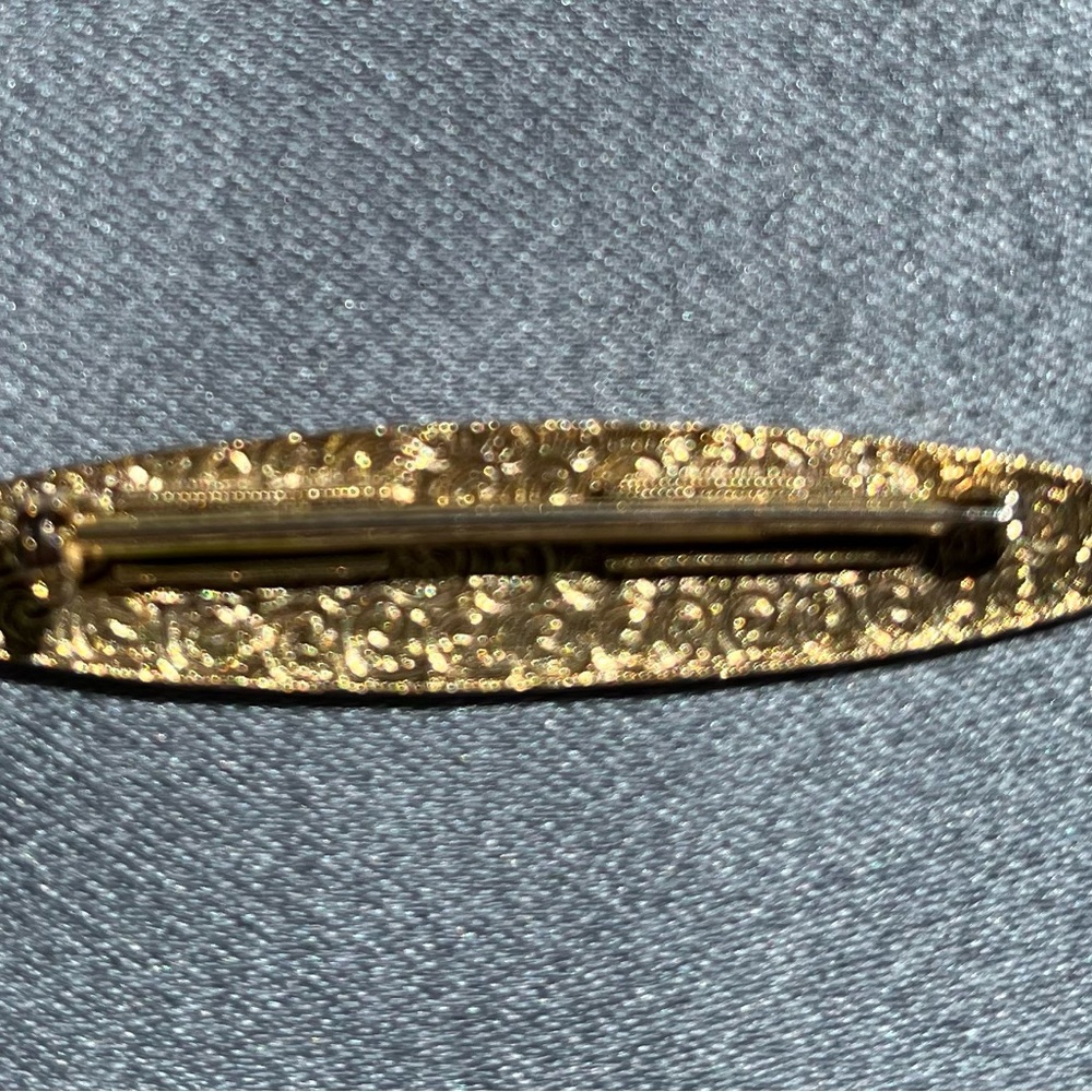 Antique Gold-Tone Engraved Design. Bar Brooch Pin - 2… - Gem